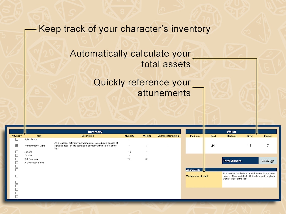 Automated D&D Character Sheet Spreadsheet - Streamlined Character ...