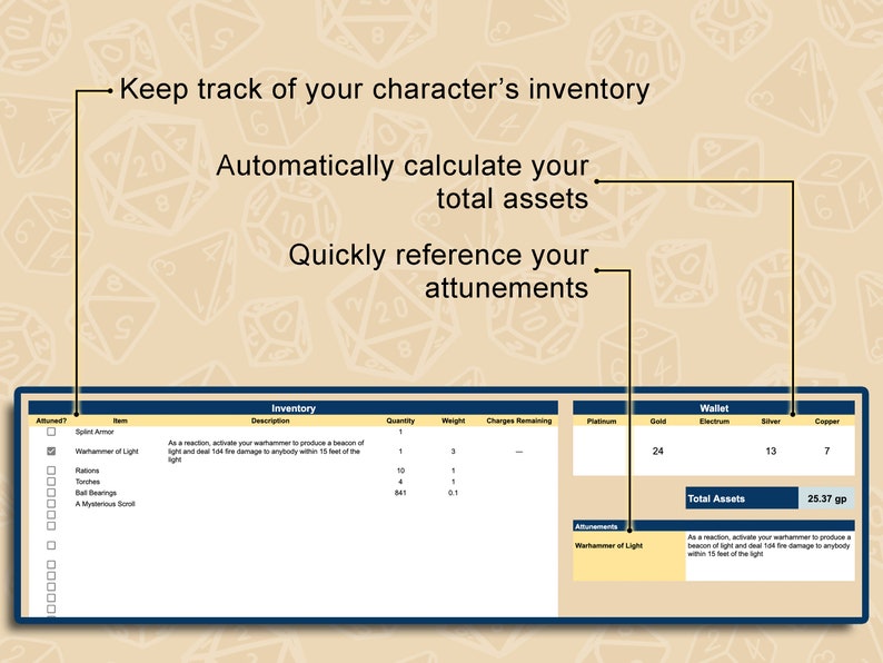 Automated D&D Character Sheet Spreadsheet - Streamlined Character ...