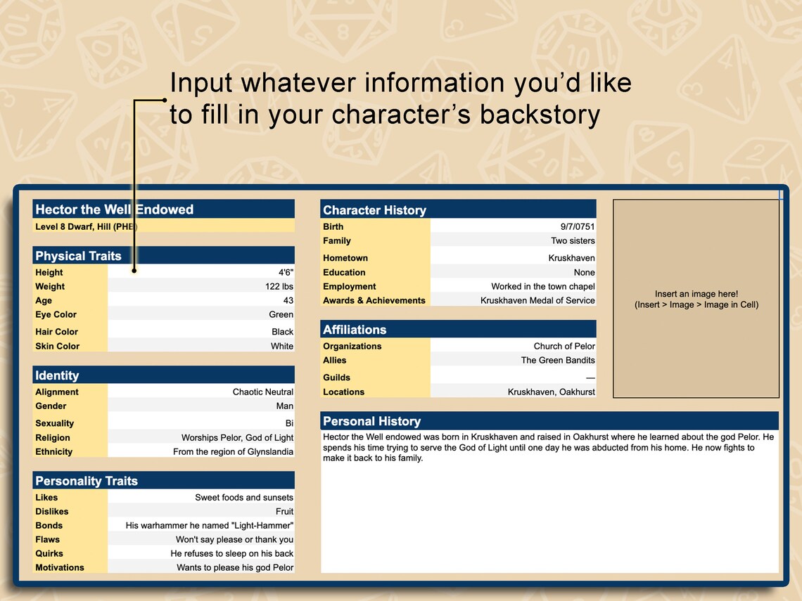 Automated D&D Character Sheet Spreadsheet - Streamlined Character ...
