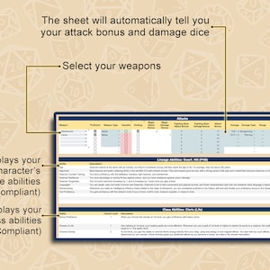 Automated D&D Character Sheet Spreadsheet - 2014 Edition - Streamlined ...
