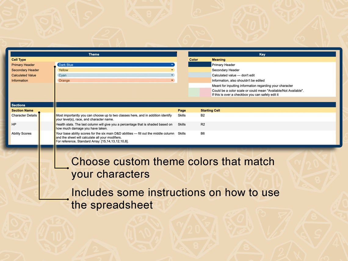 Automated D&D Character Sheet Spreadsheet - Streamlined Character ...