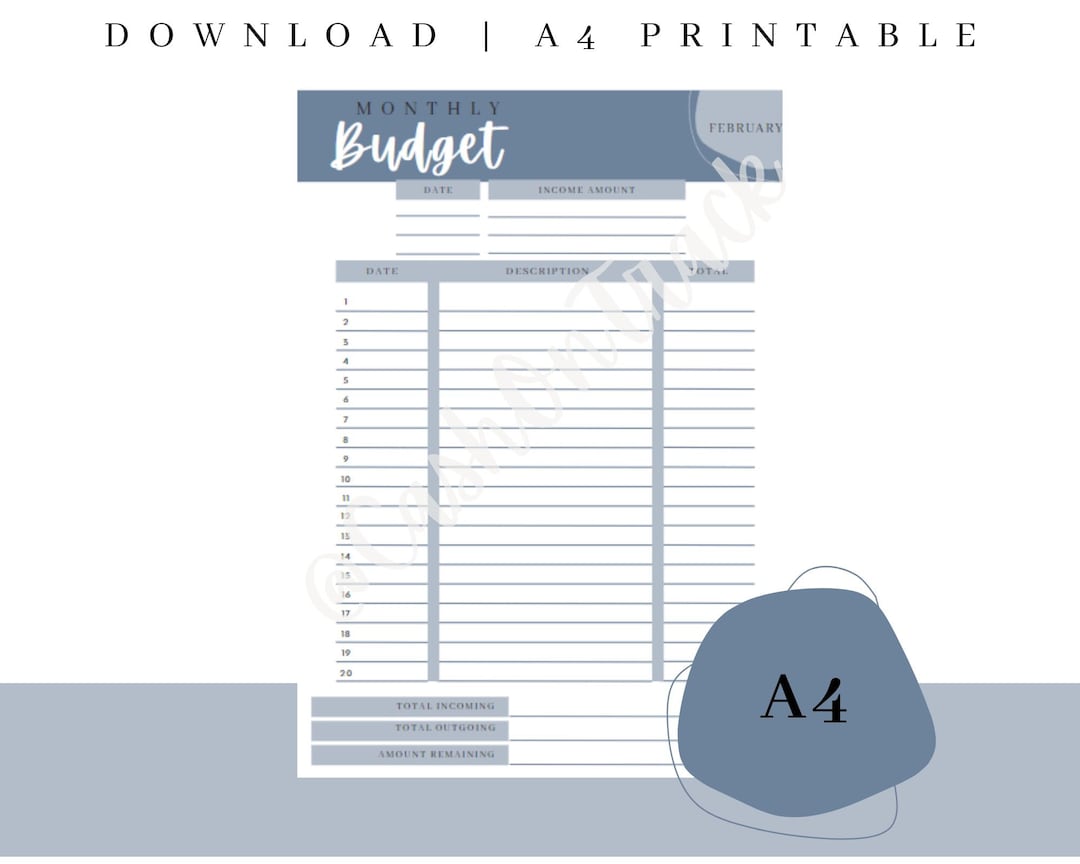 Budget Tracker | Template | Finance Tracker | A4 | 12 Months ...