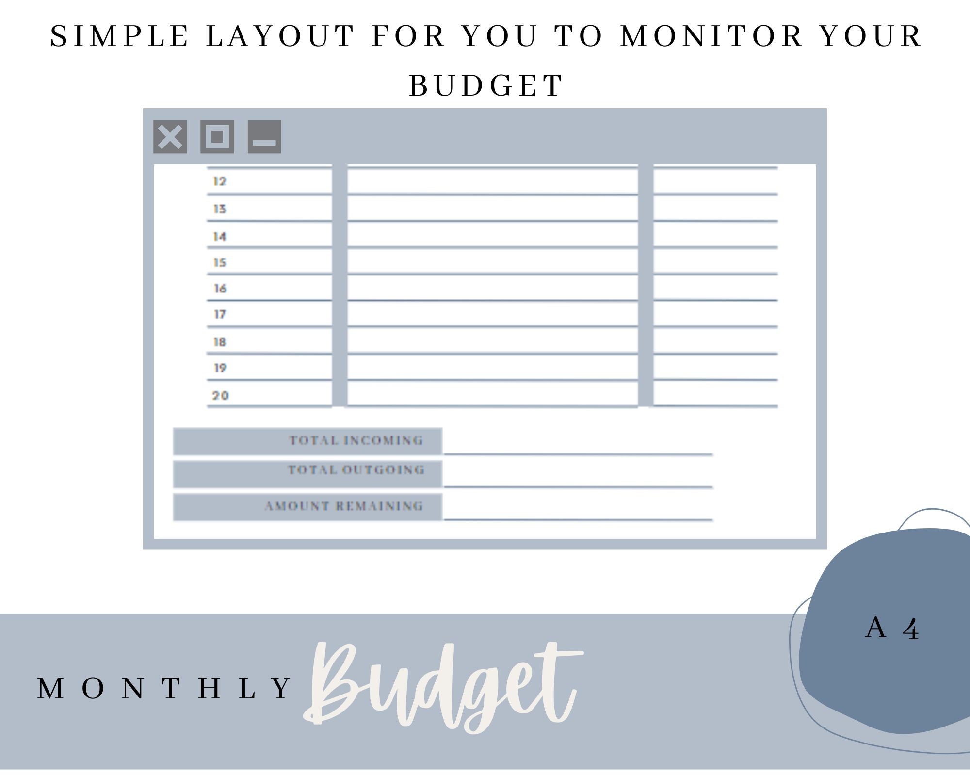 Budget Tracker | Template | Finance Tracker | A4 | 12 Months ...