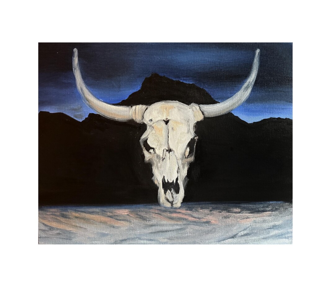 Floating Longhorn Skull - Original Oil Painting - Etsy