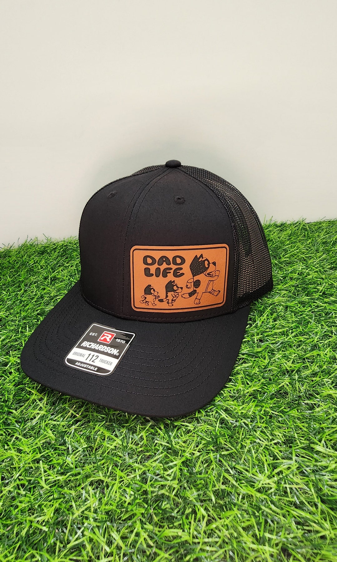 Blue Dog Dad Life Leather Patch Hat - Father Hat, Dad Hat, Blue Dog Hat ...
