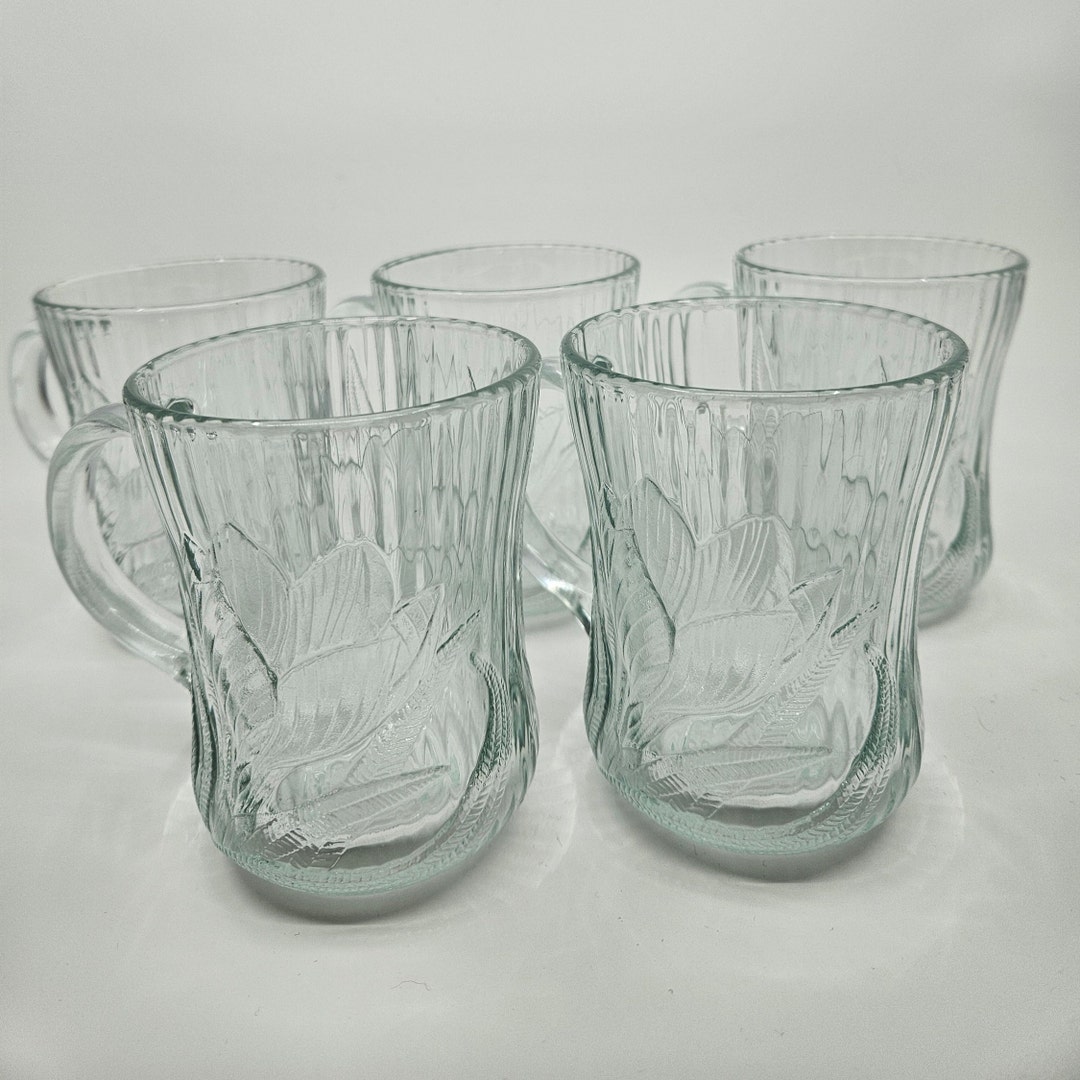 Arcoroc canterbury Crocus Blue-tinted French Pressed-glass Mugs Set of ...