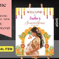 Indian Baby Shower Welcome Sign Seemantham Welcome Board Godh Bharai ...