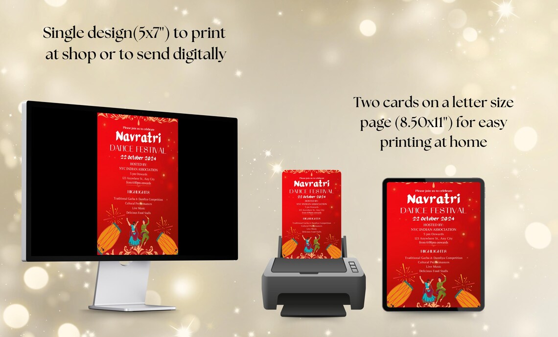 Navratri Dandiya Nights Garba Invite, Garba Invitation, Indian Dance ...