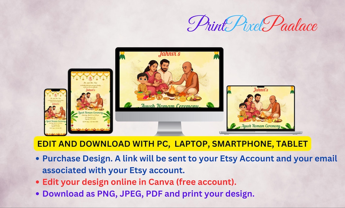 Baby Girl Ayush Homam Ceremony Invitation: Personalized Canva Template ...