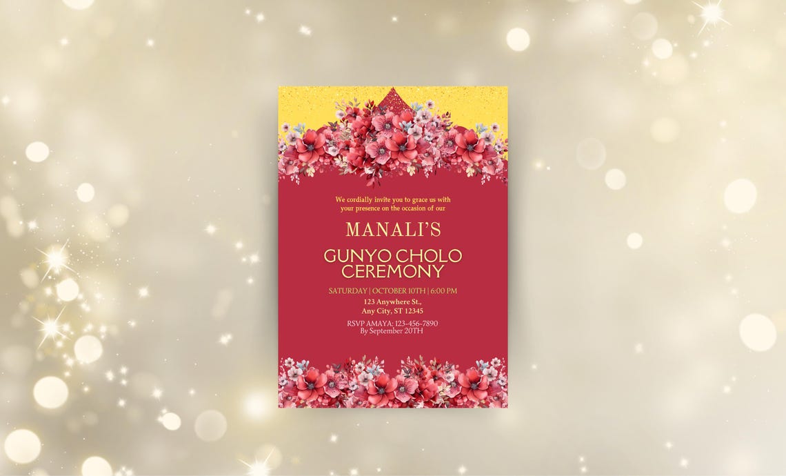 Gunyo Cholo Invitation: Nepali Half Saree Ceremony (canva Template) - Etsy