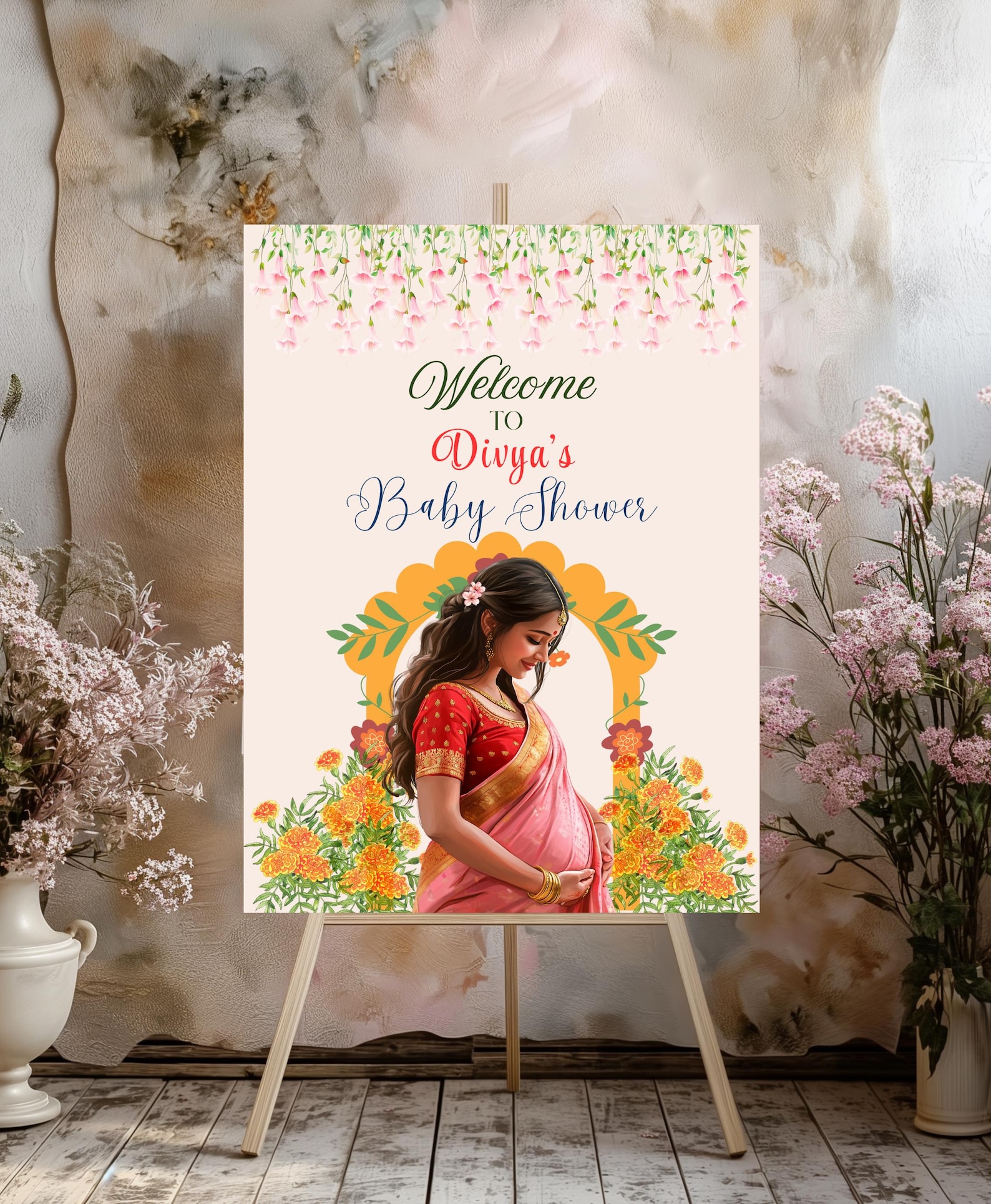 Indian Baby Shower Welcome Sign, Dahi Chiura, Godh Bharai Welcome ...