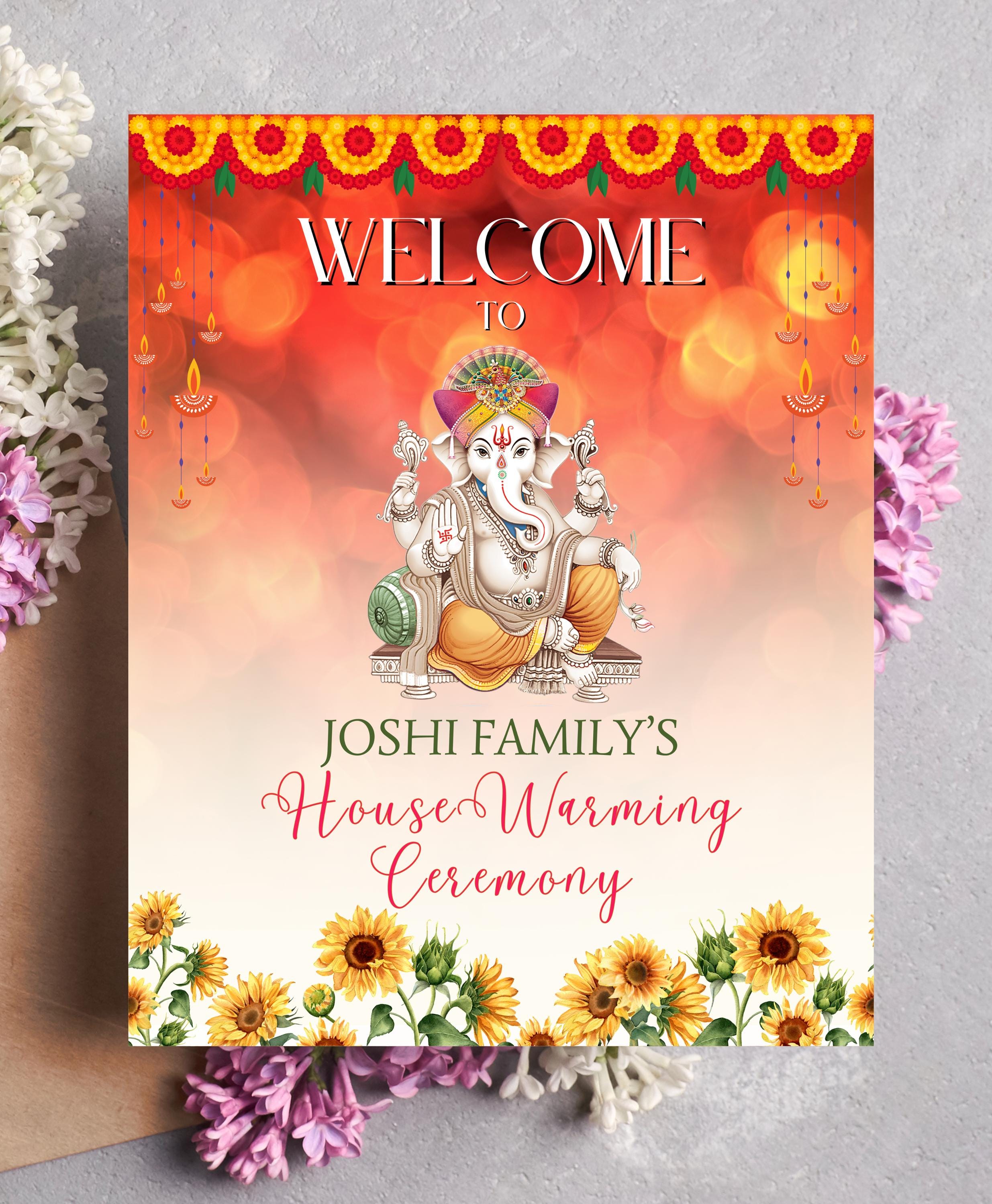 Housewarming Welcome Sign | Indian Griha Pravesh Welcome Sign ...