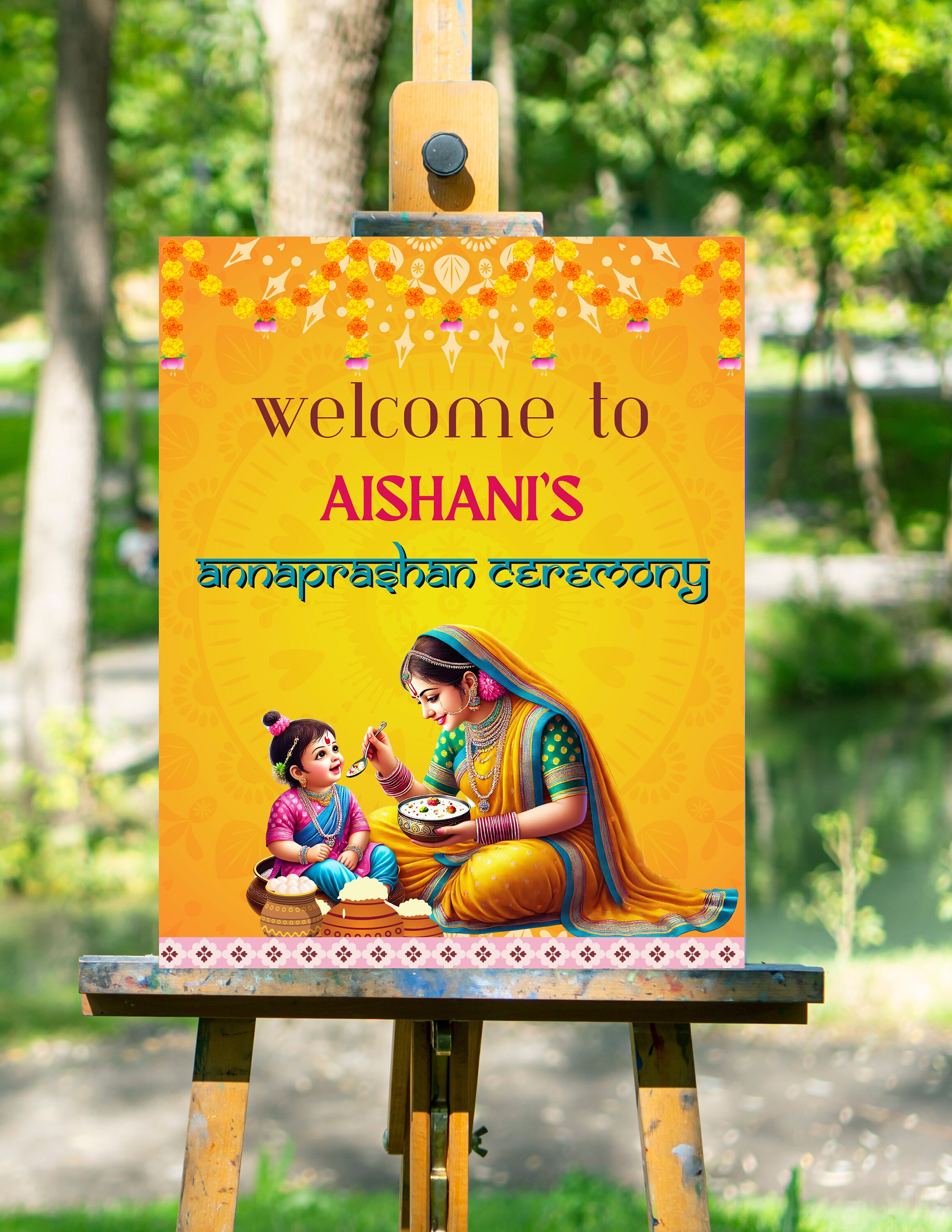 First Rice Ceremony Annaprashan Welcome Sign, Baby Girl Annaprasana ...