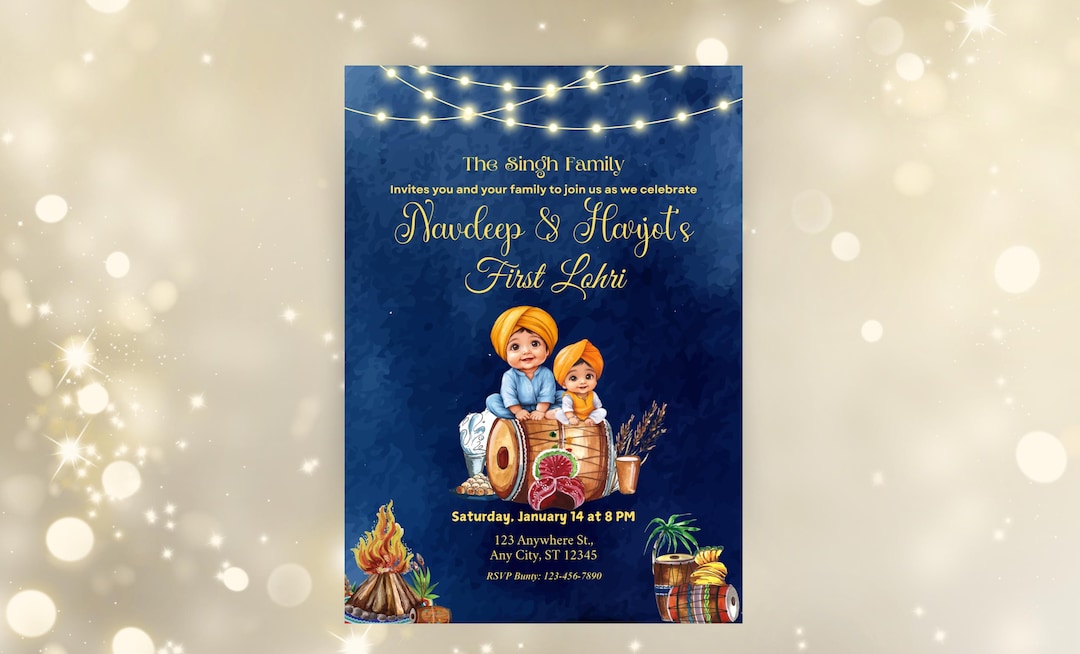 Lohri Party Invite, Baby Boy First Lohri Invitation, Digital Invite ...