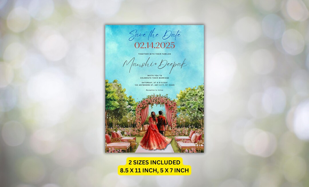 Indian Wedding Ceremony Invite | Floral Mughal Garden Engagement ...