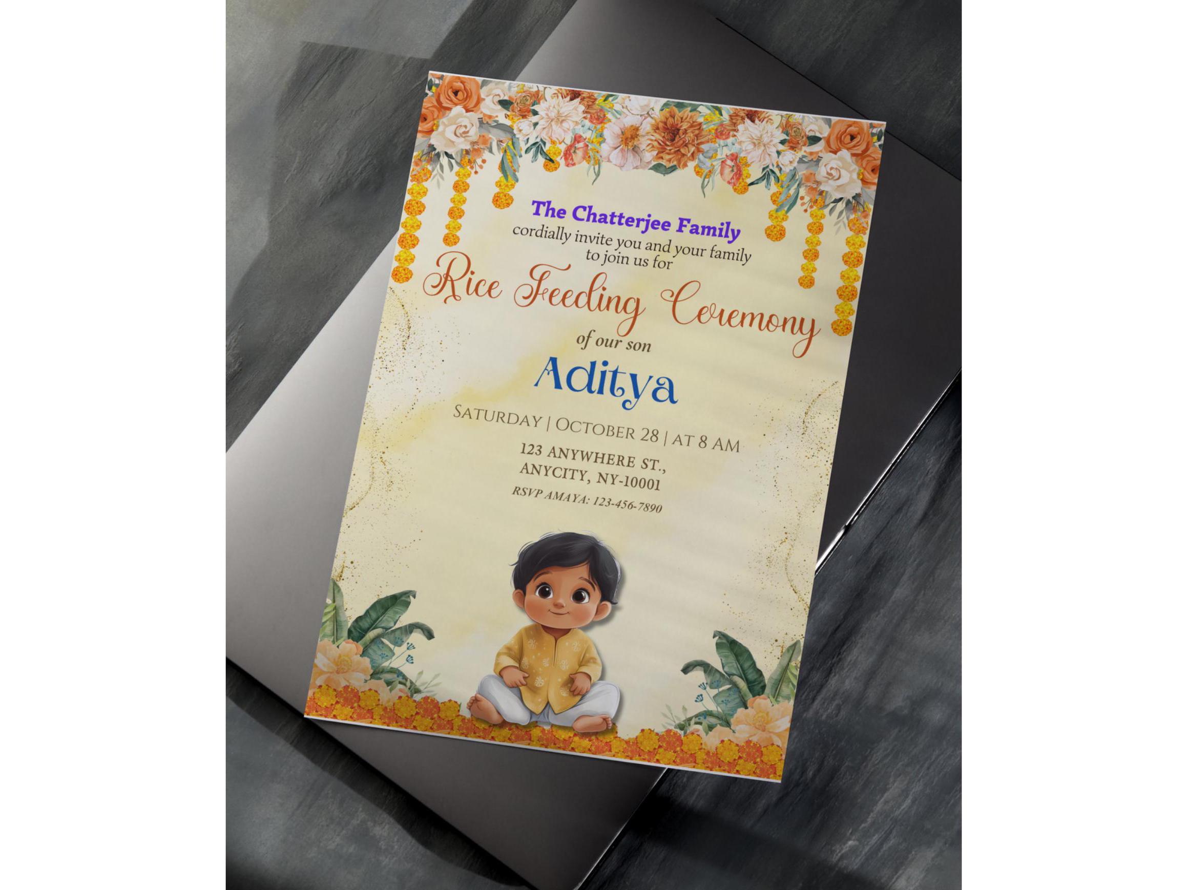 Editable Annaprashan Invitation Card | Rice Feeding Ceremony Invite ...