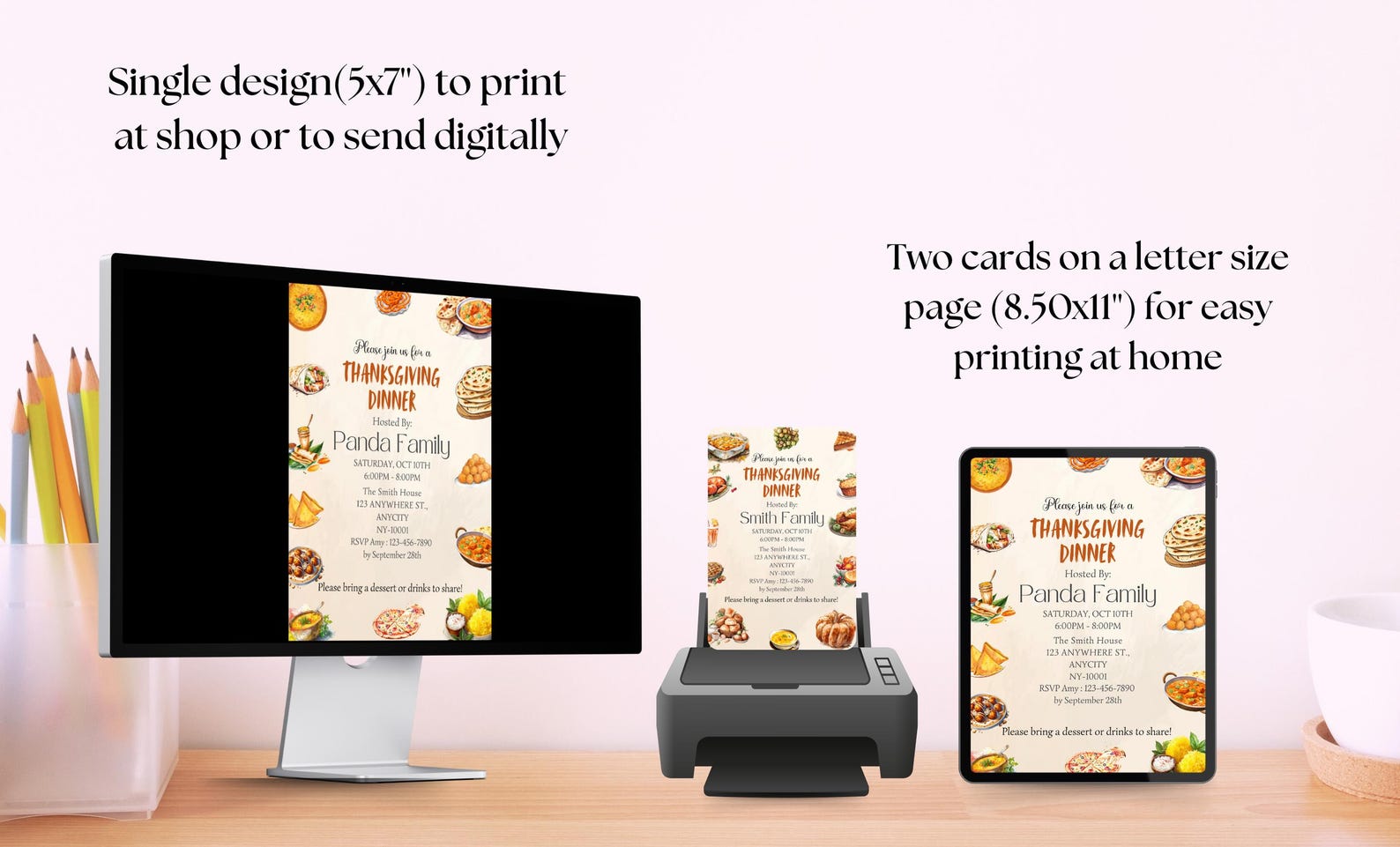 Indian Thanksgiving Dinner Invitation: Editable Festive Potluck Invite ...