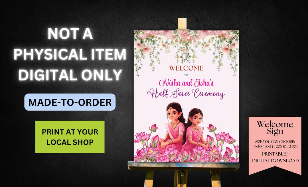 Half Saree Ceremony Welcome Sign, Puberty Ritu Kala Samskaram, Langa ...