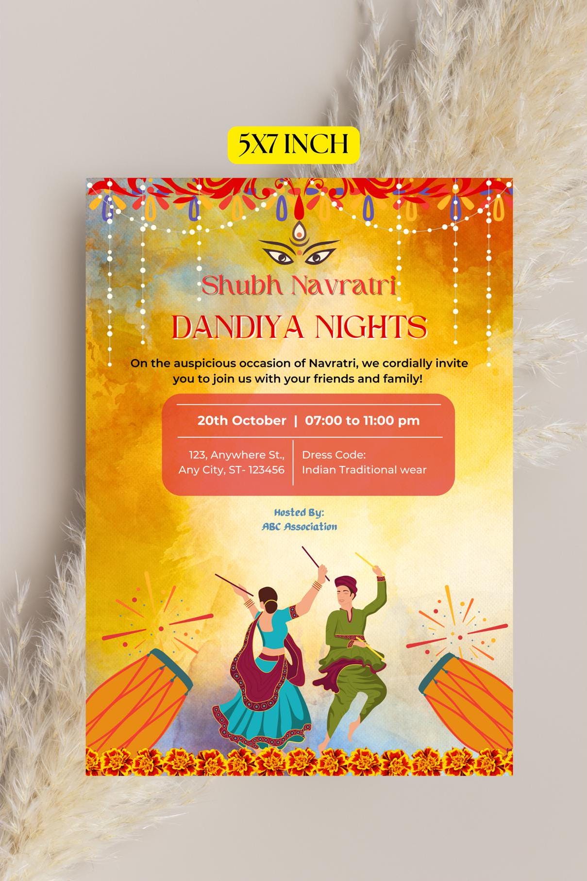Navratri Dandiya Nights Garba Invite, Garba Invitation, Indian Dance ...