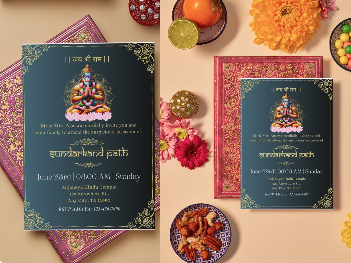 Sundarkand Path Invitation: Sri Hanumanji Puja Invite (digital Download ...