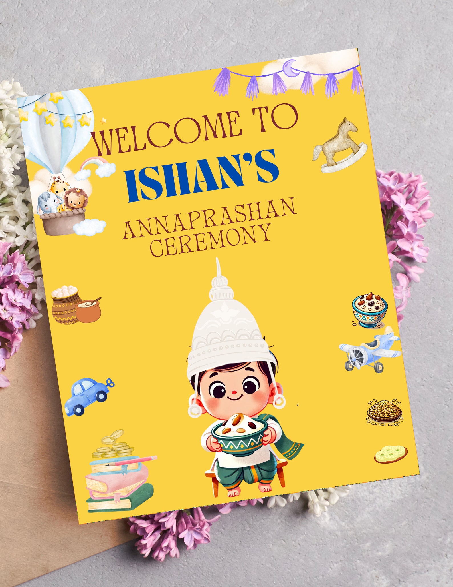 First Rice Ceremony Annaprashan Welcome Sign, Baby Krishna Annaprasana ...