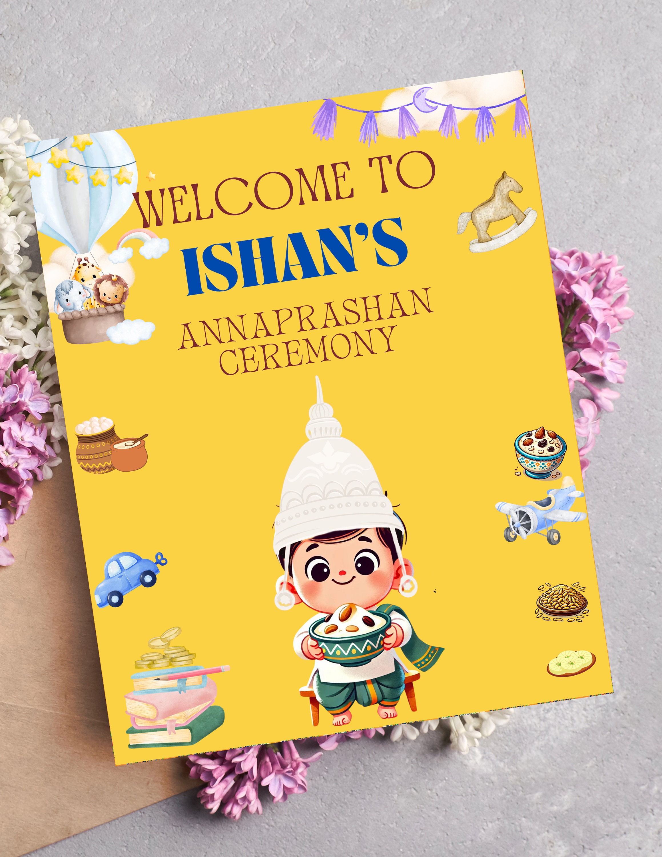 First Rice Ceremony Annaprashan Welcome Sign, Baby Krishna Annaprasana ...