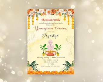 Upanayanam Invitation, Thread Ceremony, Janeu Ceremony Invitation ...