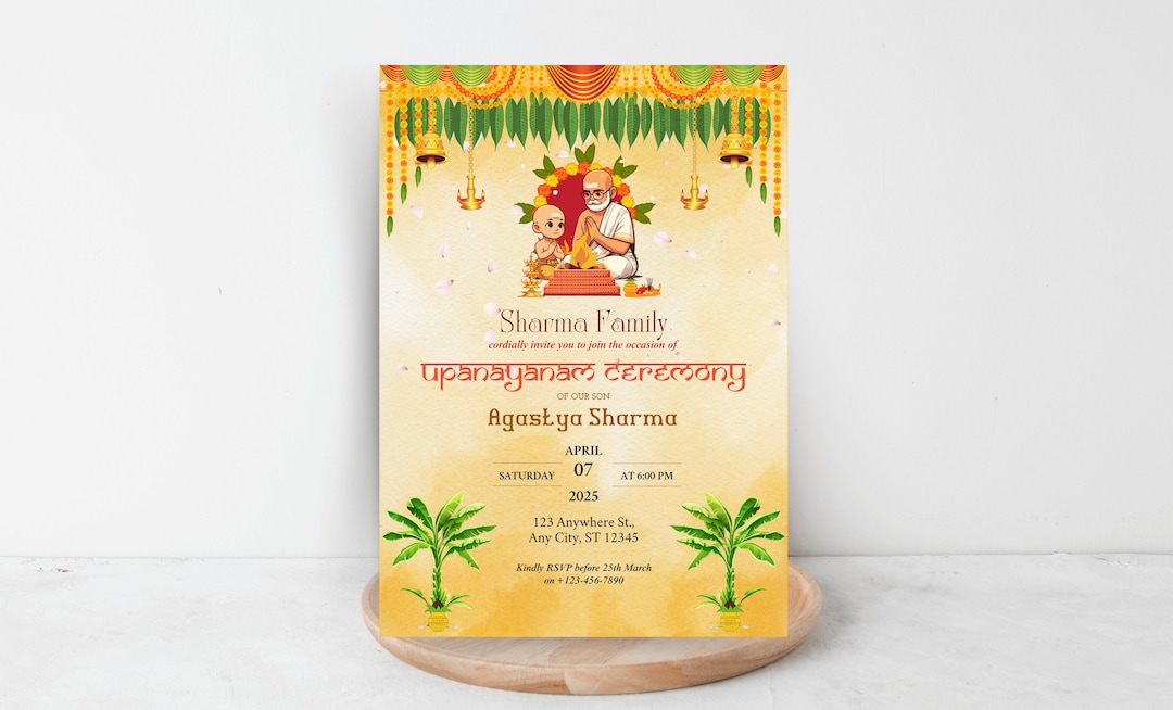 Upanayanam Invitation, Thread, Janeu Ceremony Invitation, Upanayana ...
