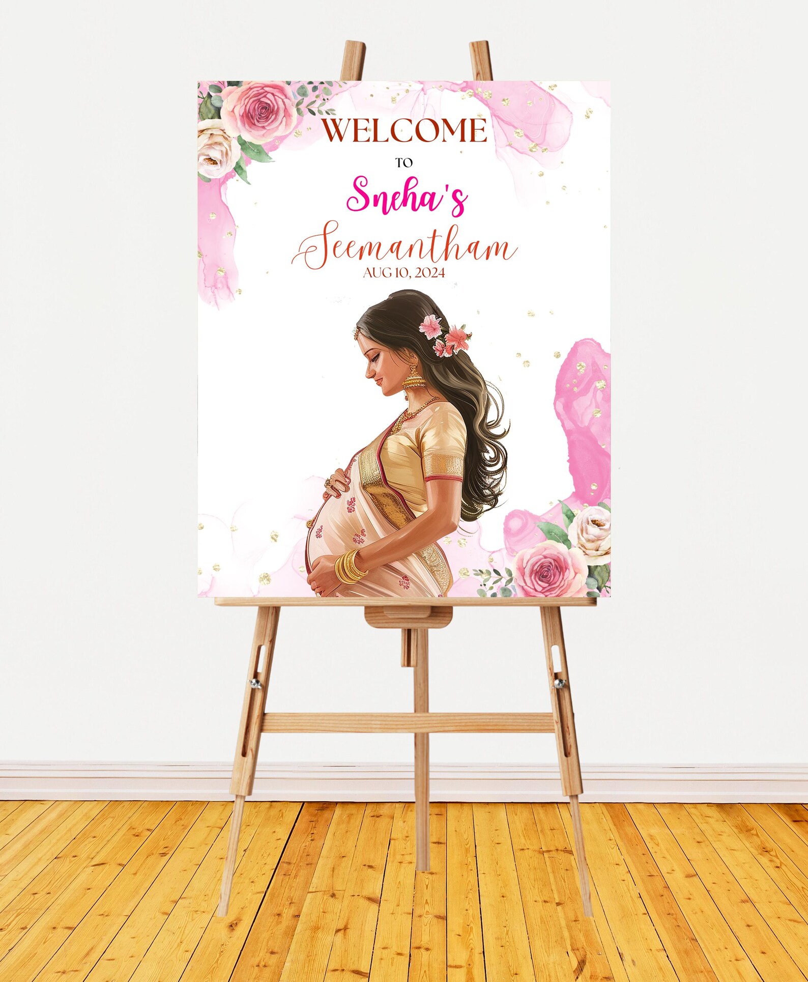 Indian Baby Shower Welcome Sign, Baby Krishna Godh Bharai Welcome ...