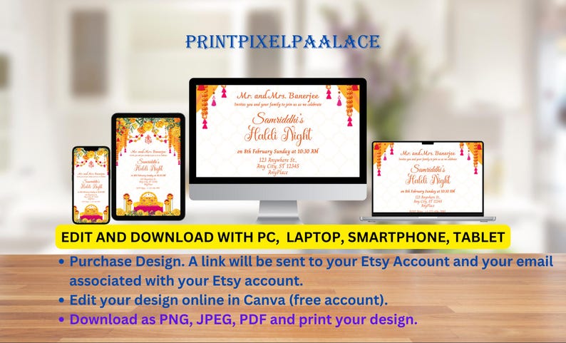Haldi Ceremony Invitation Template, Indian Wedding Invite, Canva ...