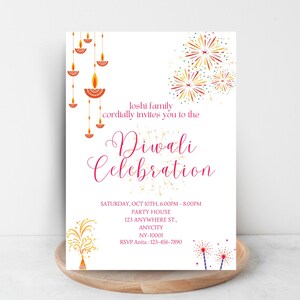 Diwali Party Invite, Indian Deepawali Celebration Invitation, Hindu ...