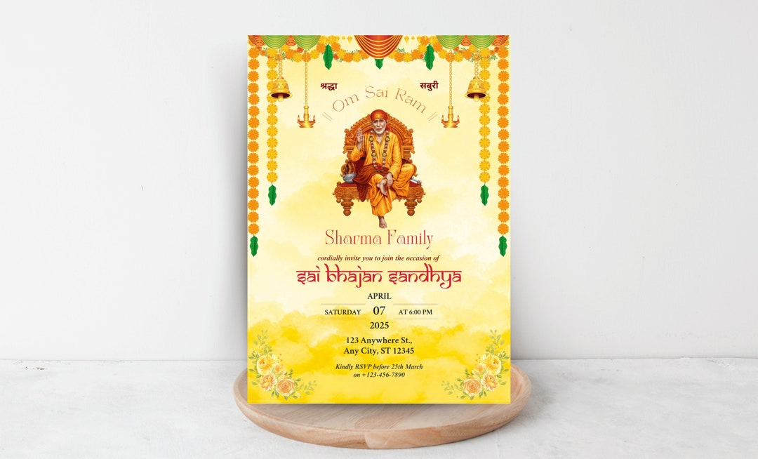 Sai Baba Bhajan Sandhya Invite, Sai Ram Bhajan Invitation, Sai Nath ...