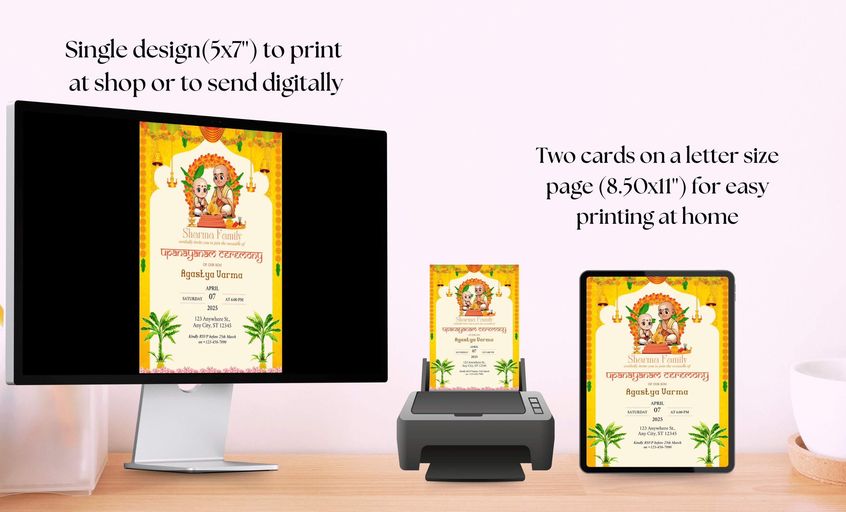 Upanayanam Invitation, Thread, Janeu Ceremony Invitation, Upanayana ...