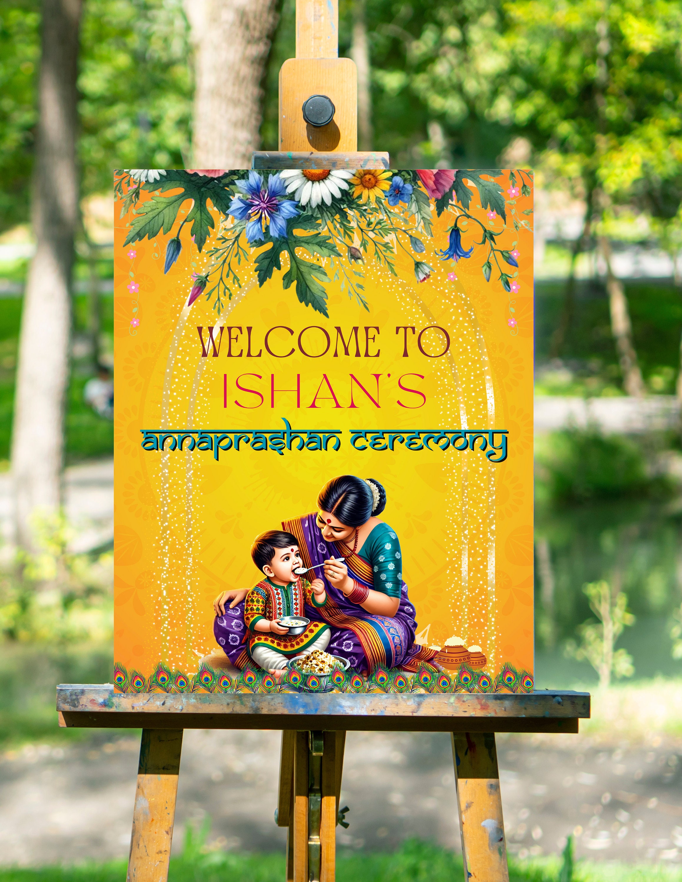 Rice Feeding Ceremony Annaprashan Welcome Sign, Baby Boy Annaprasana ...