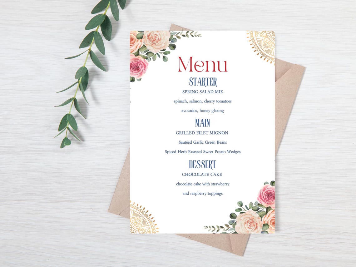 Editable Food Menu Sign, Menu Card Baby Shower, Wedding Menu, Puja ...