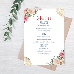 Editable Food Menu Sign, Menu Card Baby Shower, Wedding Menu, Puja ...
