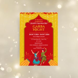 Navratri Dandiya Nights Garba Invite, Garba Invitation, Indian Dance ...