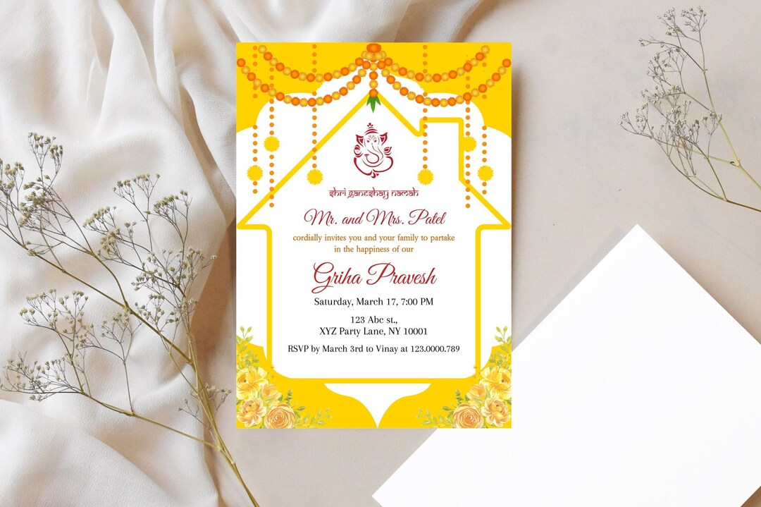 Indian Griha Pravesh Invitation | Housewarming Party Invite | Gruha ...