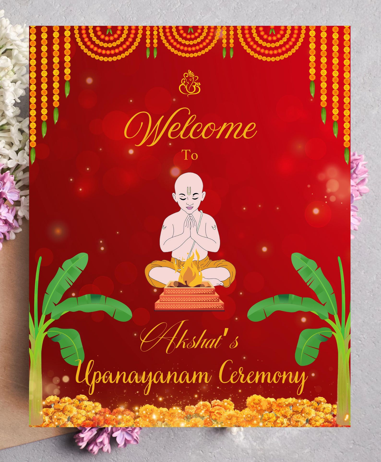Indian Upanayanam Ceremony Sign Bratabandha Welcome Sign Thread ...