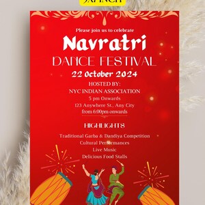 Navratri Dandiya Nights Garba Invite, Garba Invitation, Indian Dance ...
