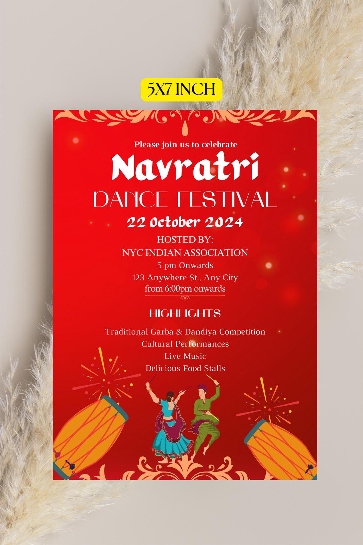 Navratri Dandiya Nights Garba Invite, Garba Invitation, Indian Dance ...
