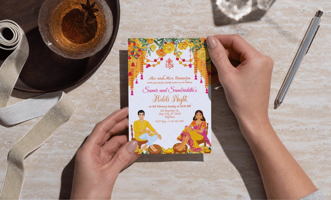 Haldi Ceremony Invitation Template, Indian Wedding Invite (canva ...