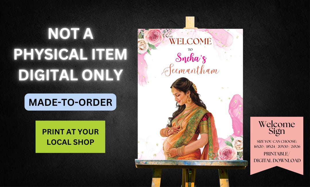 Indian Baby Shower Welcome Sign, Baby Krishna Godh Bharai Welcome ...