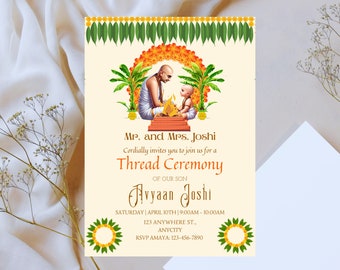 Upanayanam Invitation, Thread, Janeu Ceremony Invitation, Upanayana ...