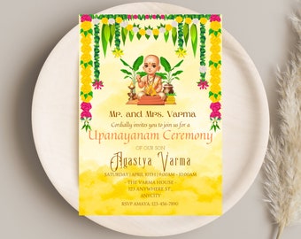 Upanayanam Invitation, Thread Ceremony, Janeu Ceremony Invitation ...