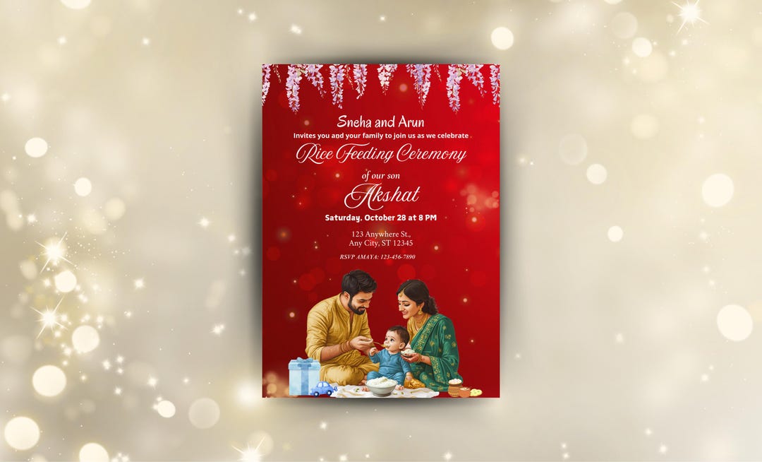 Editable Annaprashan Invitation Card Rice Feeding Ceremony Invite Pasni ...