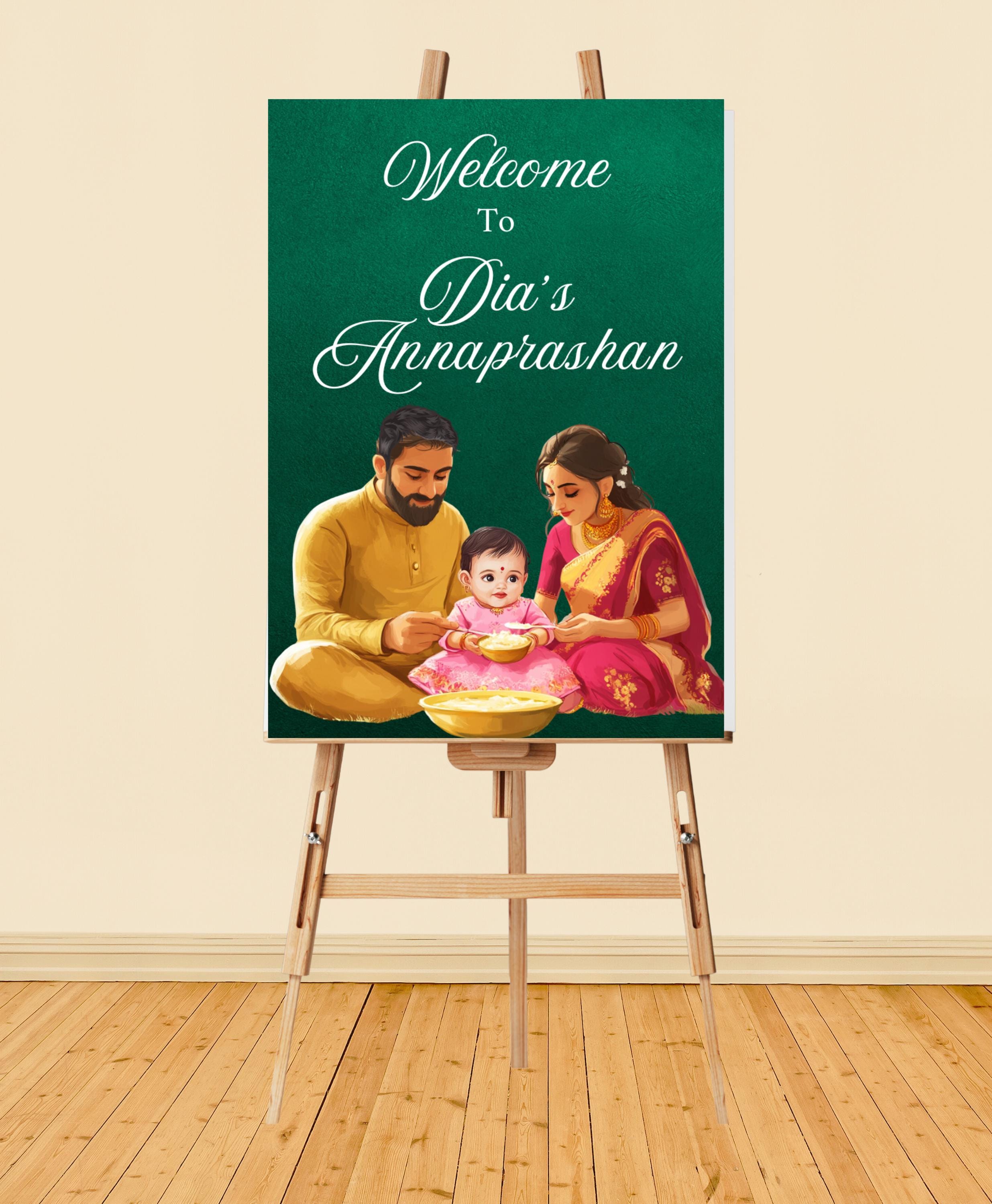 First Rice Ceremony Annaprashan Welcome Sign, Baby Girl Annaprasana ...