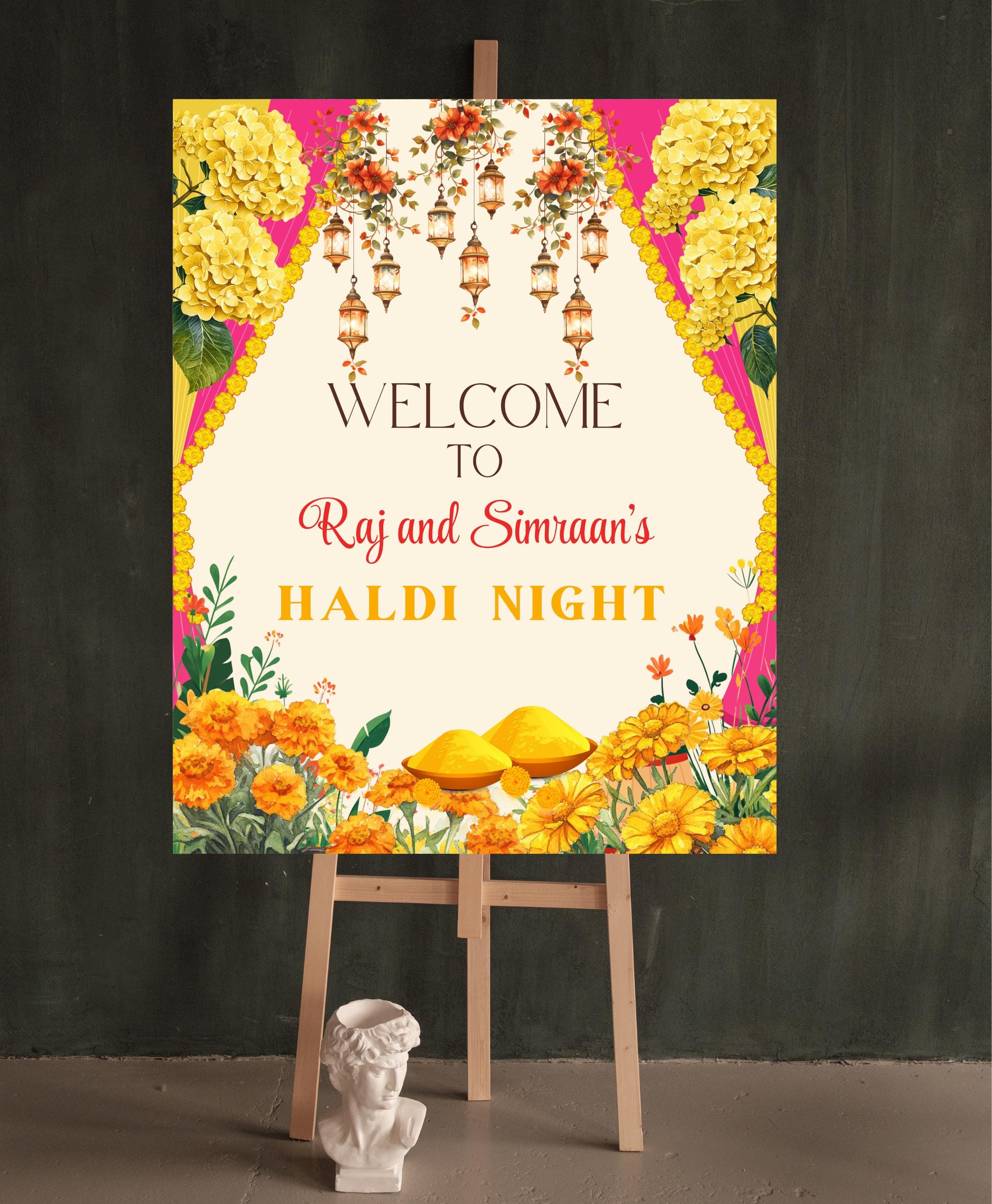 Indian Wedding Welcome Sign, Haldi Ceremony Night Welcome Sign Digital ...