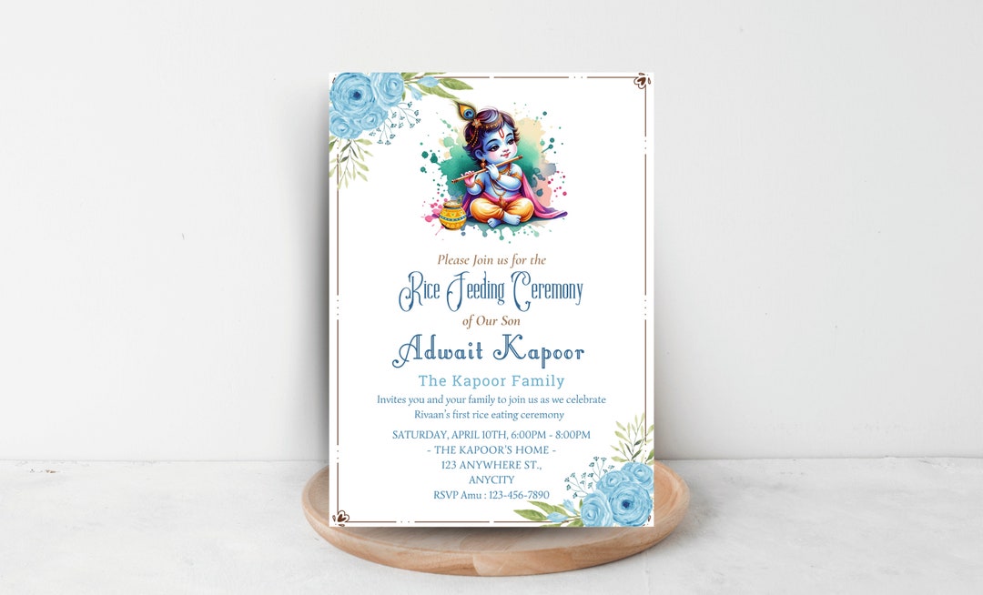 Editable Annaprashan Invitation Card Rice Feeding Ceremony Invite Pasni ...