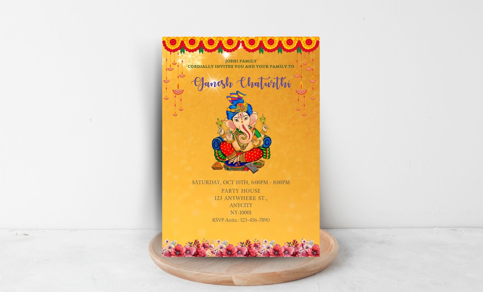 Ganesh Chaturthi Invite, Indian Puja Invitation, Canva Editable ...